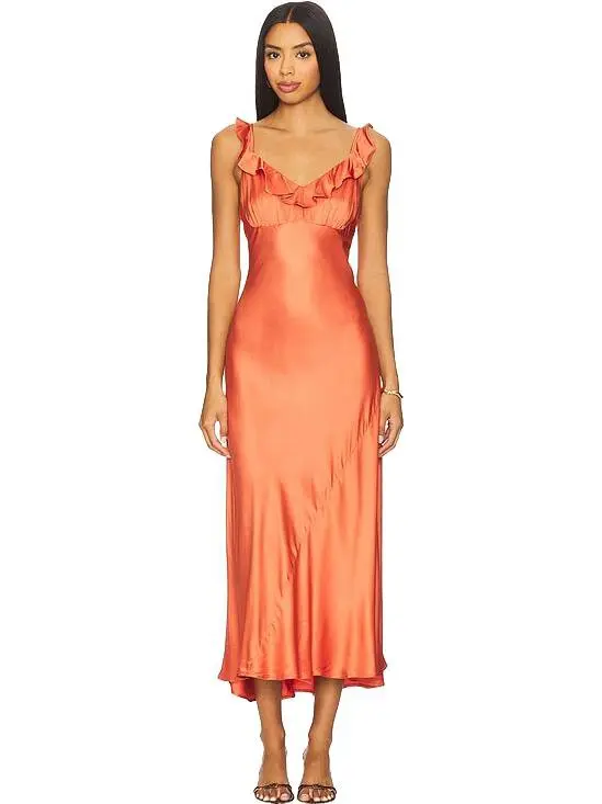 Astr The Label Zoie Midi Dress - Brick