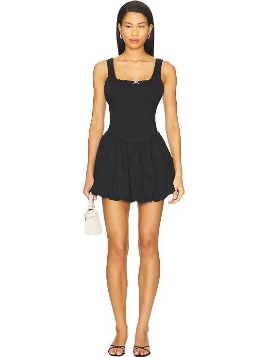 NIA Tessa Dress With Lace Trim And Bubble Hem - Black