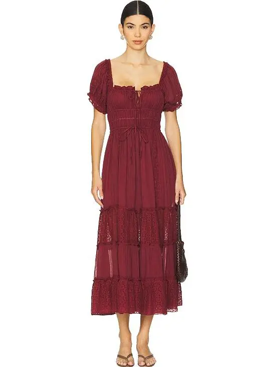 Free People Falling Sun Midi Dress - Syrah