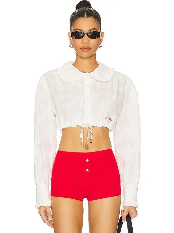 MILKWHITE Crop Shirt With Collar - White
