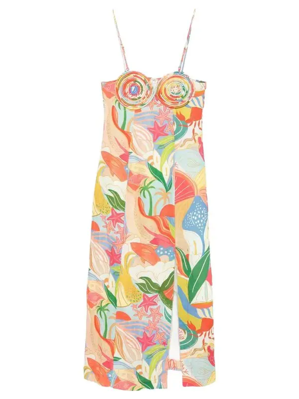 Farm Rio Graphic-print Midi Dress - Pink