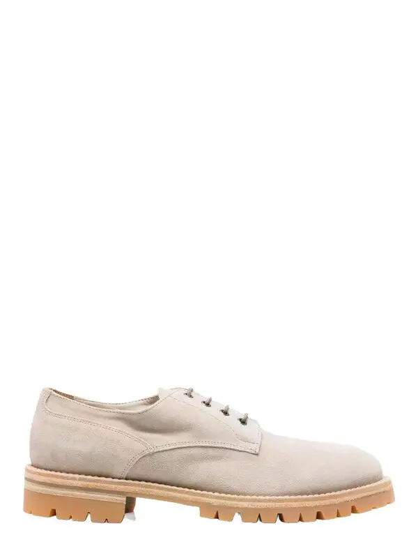 Eleventy Lace-up Suede Derby Shoes - Neutrals
