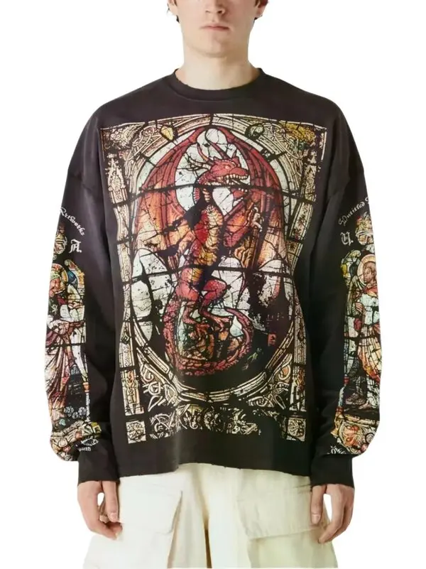 UNTITLED ARTWORKS Graphic-print Long-sleeve T-shirt - Black