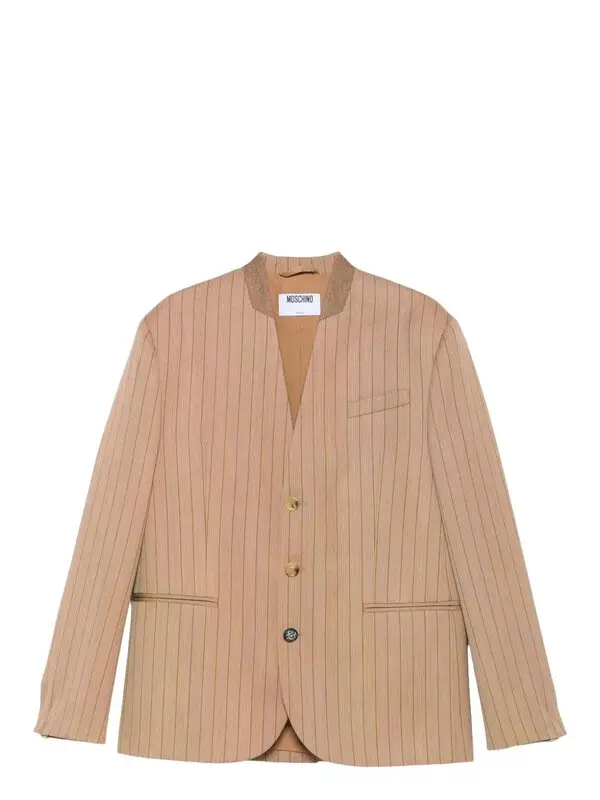 Moschino Pinstripe Mandarin-collar Jacket - Neutrals