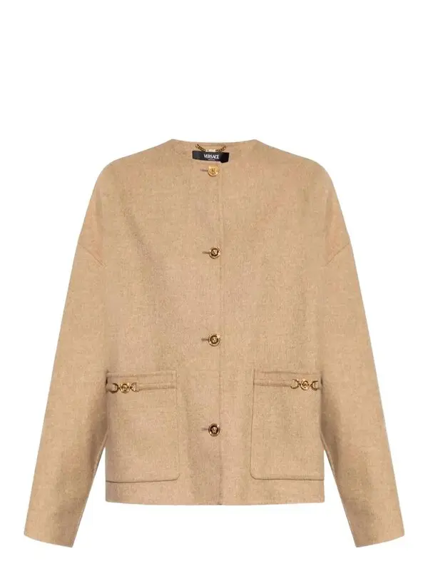 Versace Medusa-embellished Wool Jacket - Beige