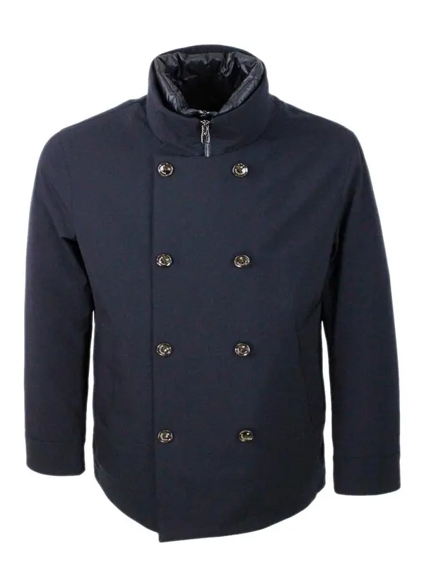 MONTECORE Faux Double-breasted Peacoat - Dark Blu