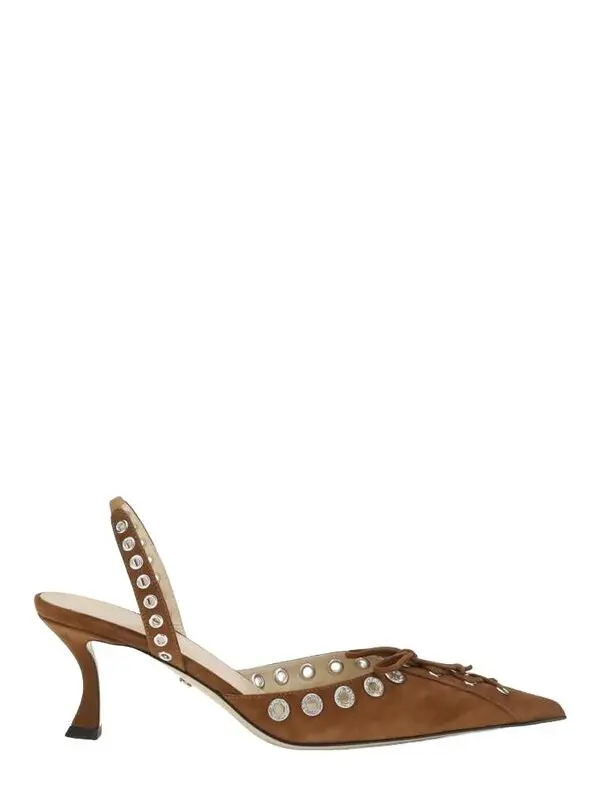 Mach & Mach Suede Slingback Pumps - Brown