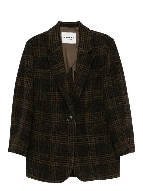 Isabel Marant Gesina Check Wool Suit Jacket - Green