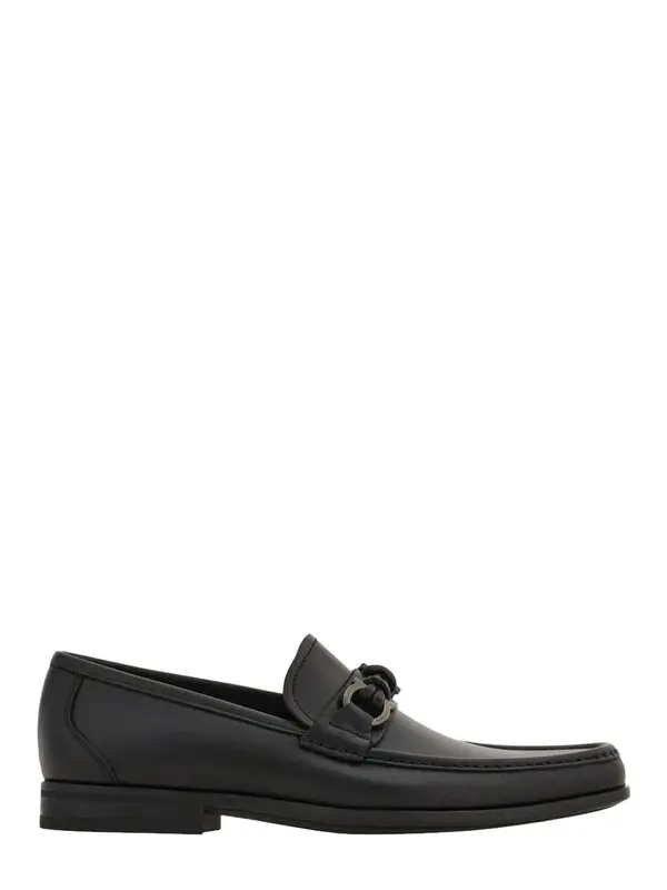 FERRAGAMO Alain Gancini Buckle Loafers - Black