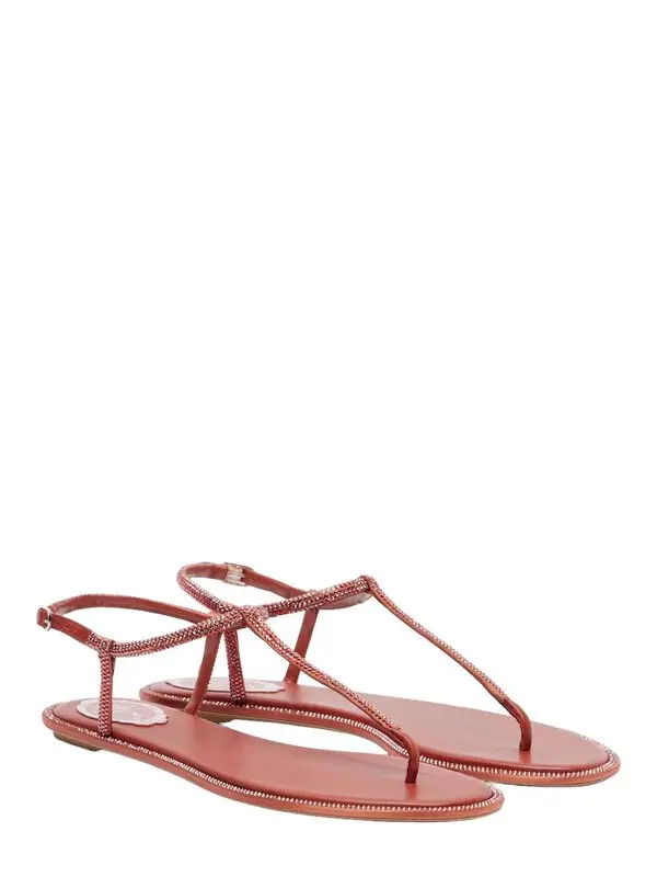 Rene Caovilla Diana Embellished Thong Sandals - Red