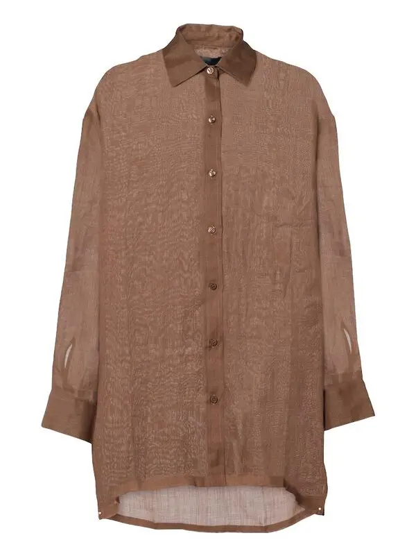 LESET Niko Oversized Ramie Shirt - Brown