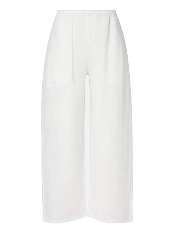 LESET Niko Ramie Cropped Barrel-leg Pants - White