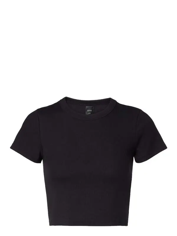 LESET Kelly Cropped Cotton-blend Jersey T-shirt - Black