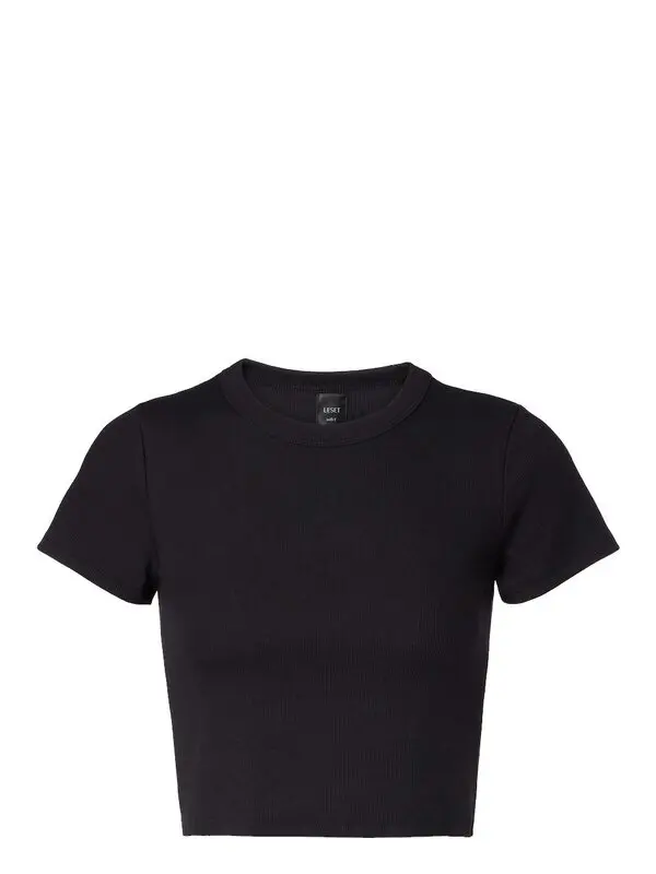 LESET Kelly Cropped Cotton-blend Jersey T-shirt - Black