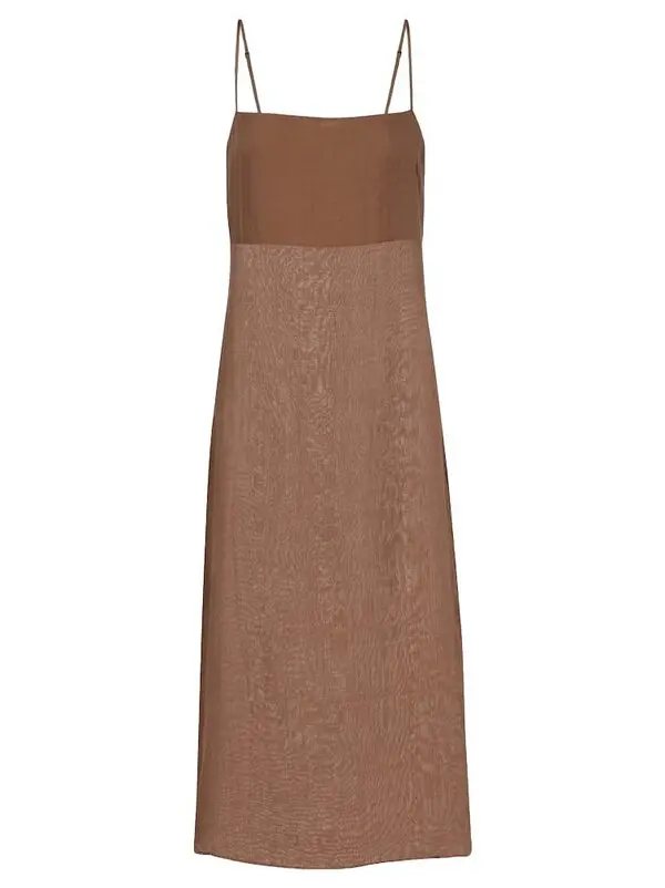 LESET Niko Ramie Midi Dress - Brown
