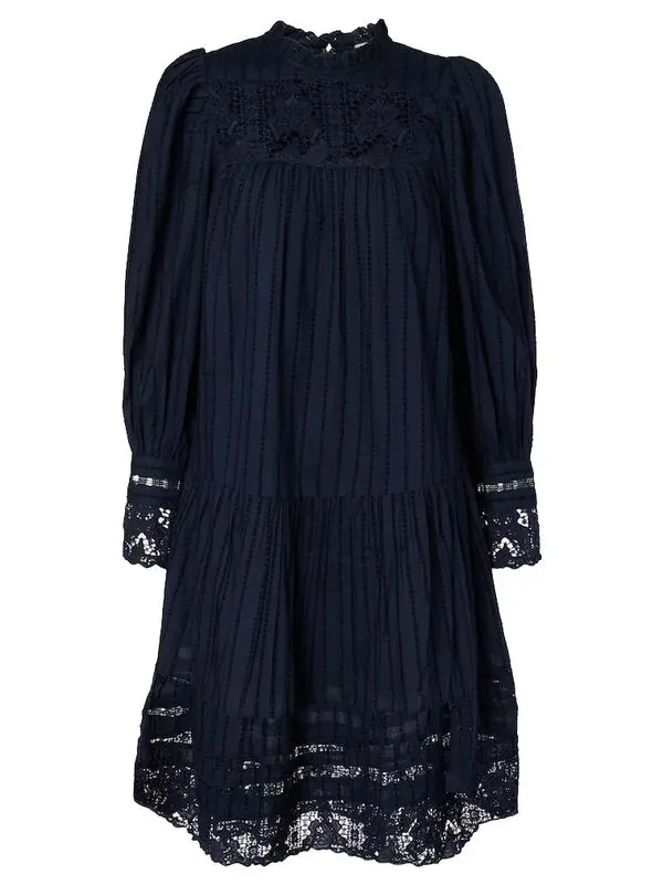 Ulla Johnson Lace And Cotton Minidress - Blue