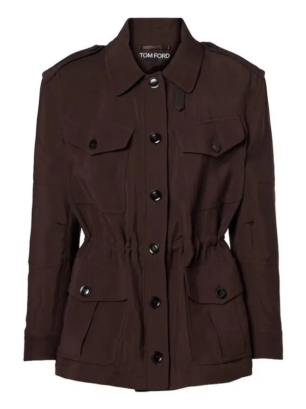 TOM FORD Leather-trimmed Field Jacket - Brown