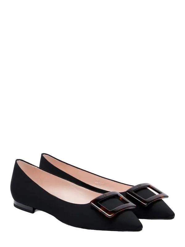 ROGER VIVIER Gommettine Grosgrain Ballet Flats - Black
