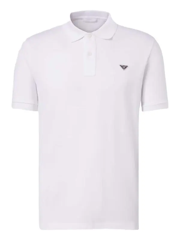 Prada Logo Cotton Polo Shirt - White