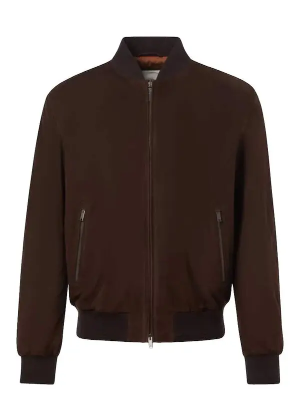 TOD'S Suede Bomber Jacket - Brown