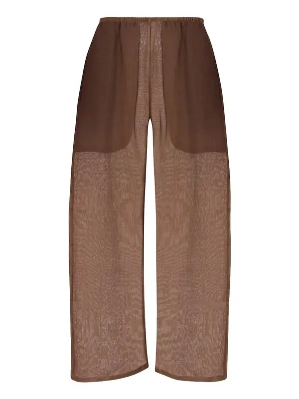 LESET Niko Ramie Cropped Barrel-leg Pants - Brown