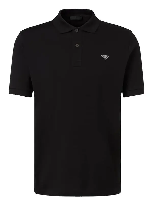Prada Logo Cotton Polo Shirt - Black