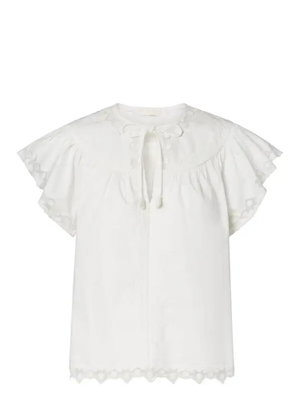 Ulla Johnson Effie Embroidered Cotton Top - White