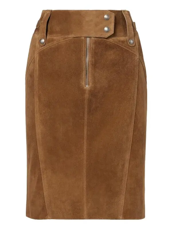 TOM FORD Pencil Suede Skirt - Brown