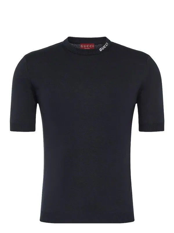 Gucci Logo Silk And Cotton T-shirt - Blue