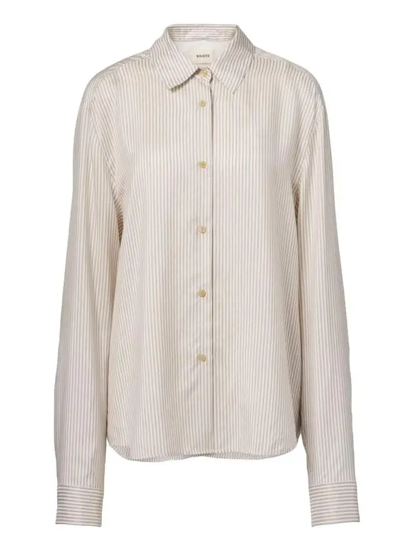 Khaite Agro Striped Silk Shirt - Beige