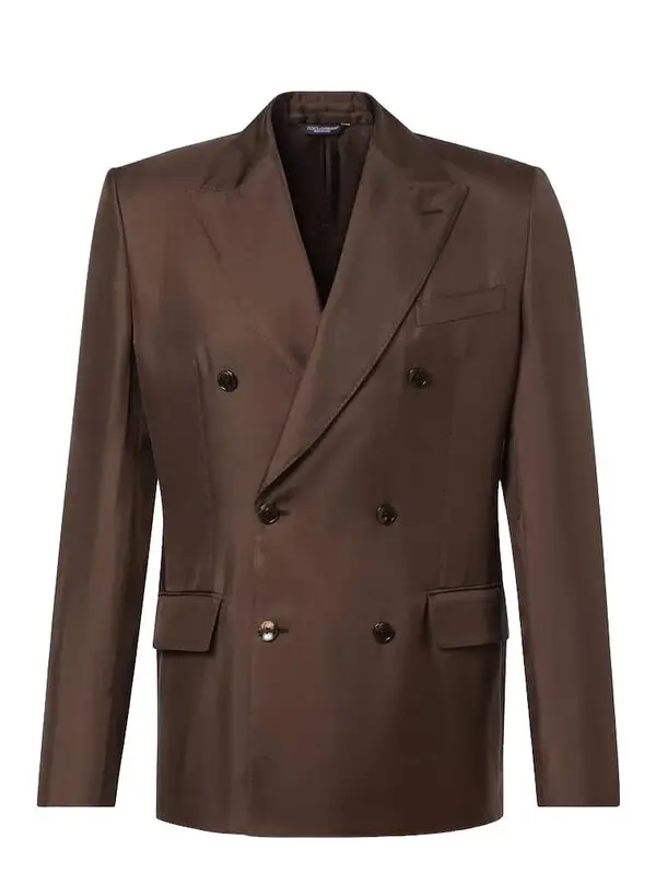 Dolce & Gabbana Silk Twill Double-breasted Blazer - Brown