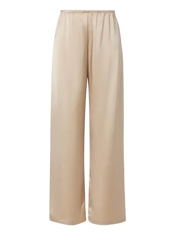 LESET Barb Satin Wide-leg Pants - Beige