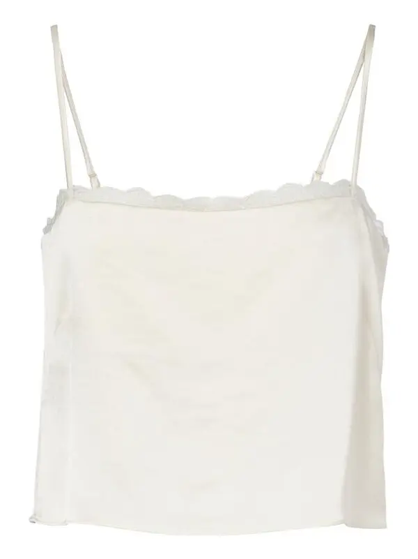 LESET Barb Cropped Lace Satin Camisole - Beige