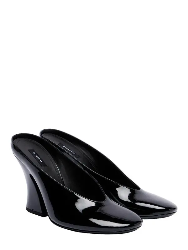 Givenchy Sculpted Patent Leather Mules - Black