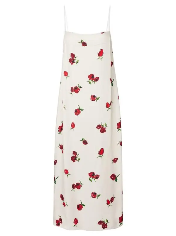 Khaite Sicily Printed Twill Slip Dress - White