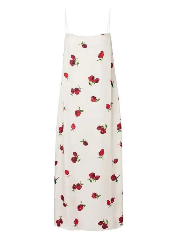 Khaite Sicily Printed Twill Slip Dress - White