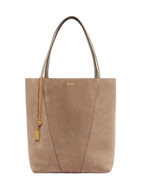 Chloé Spin Medium Suede Tote - Beige