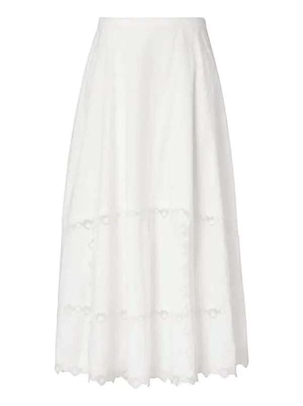Ulla Johnson Lucia Embroidered Cotton Midi Skirt - White