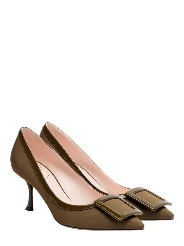 ROGER VIVIER Viv In The City 65 Leather-trimmed Pumps - Green