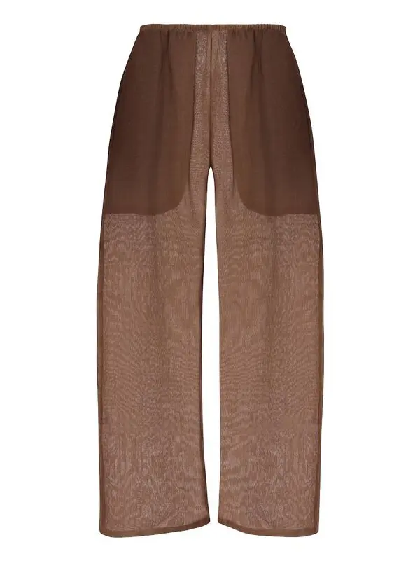 LESET Niko Ramie Cropped Barrel-leg Pants - Brown