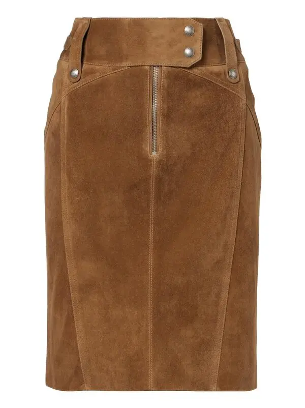 TOM FORD Suede Pencil Skirt - Brown