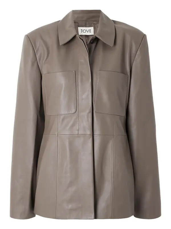 Tove Magda Paneled Leather Jacket - Brown
