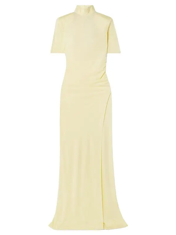 THE NEW ARRIVALS ILKYAZ OZEL Pernille Ruched Maxi Dress - Yellow