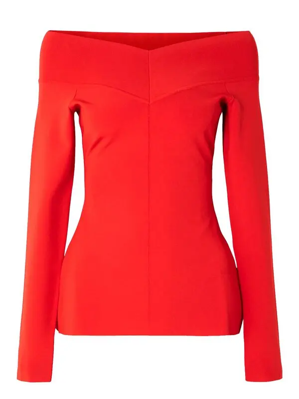 Stella McCartney Bardot Off-the-shoulder Paneled Jersey Top - Red