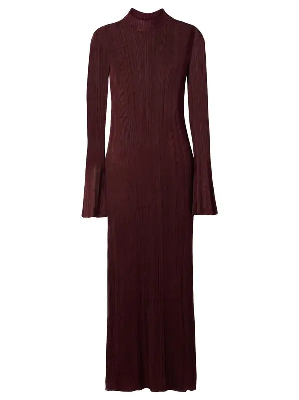 Gabriela Hearst Atira Ribbed Organic Silk Maxi Dress - Brown