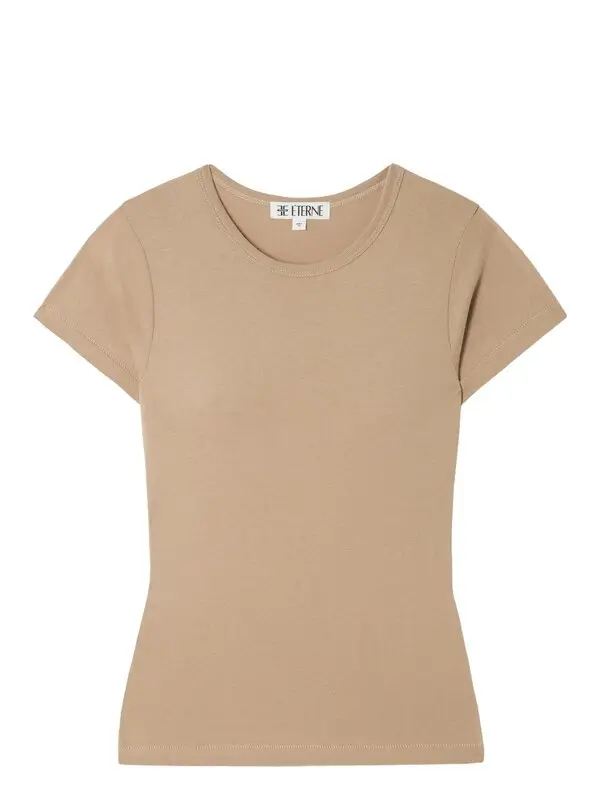Eterne Short Sleeve Cotton And Modal-blend Jersey T-shirt - Brown