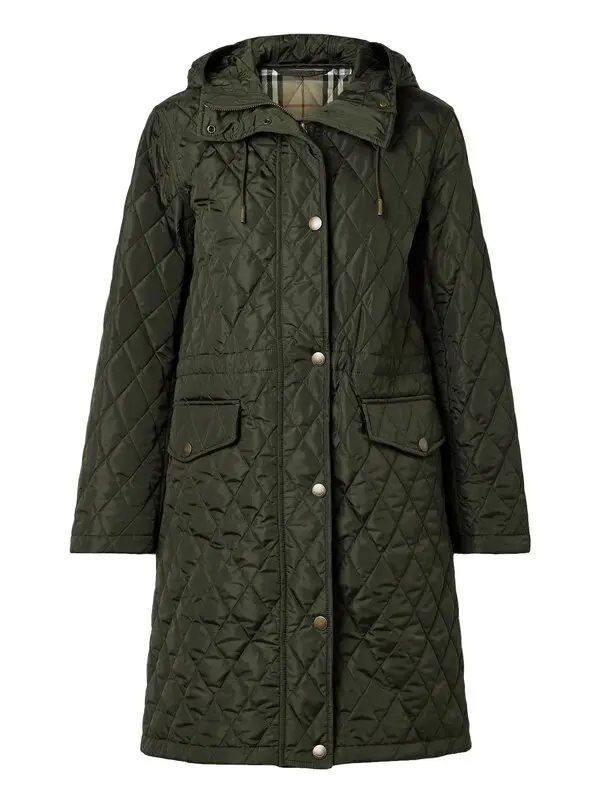 Burberry Hooded Quilted Shell Jacket - Green