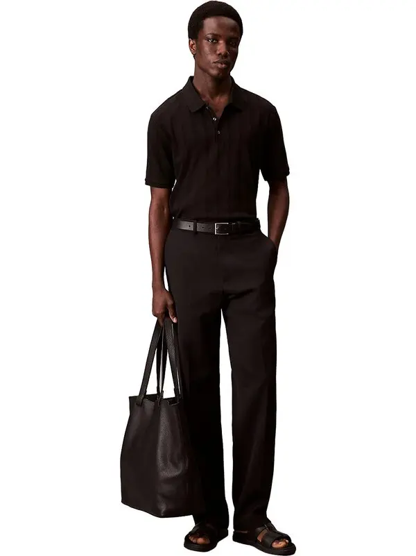 Calvin Klein Variegated Rib Classic Polo Shirt - Black