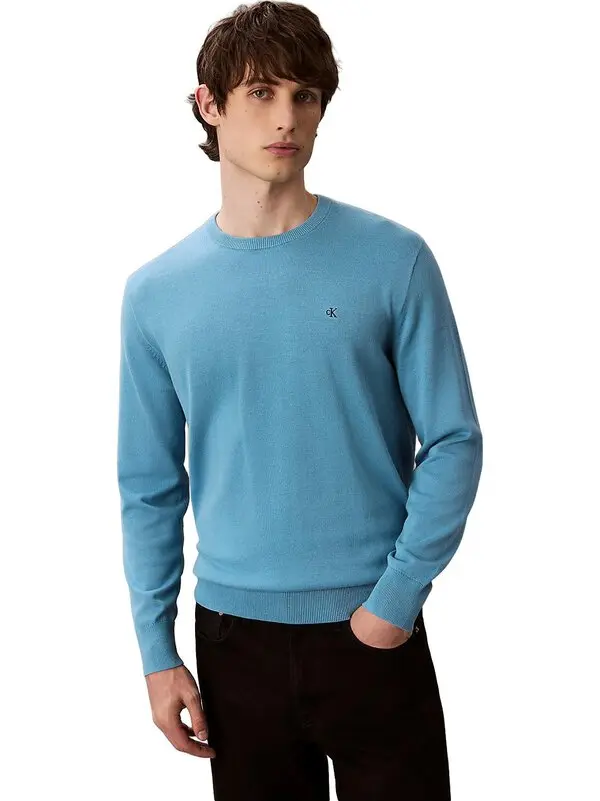 Calvin Klein Classic Fit Cotton Sweater - Blue Steam
