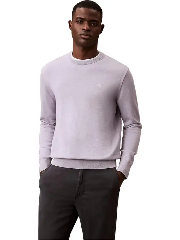 Calvin Klein Classic Fit Cotton Sweater - Lilac Gray